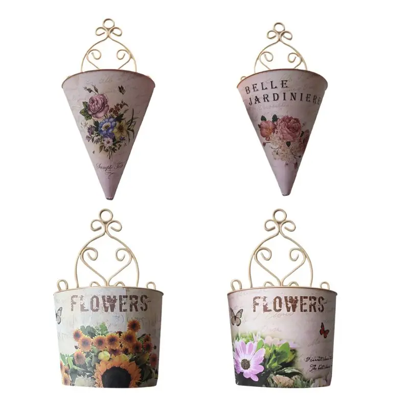 Maceta-de-flores-de-pl-stico-rom-ntica-maceta-colgante-de-pared-soporte ...