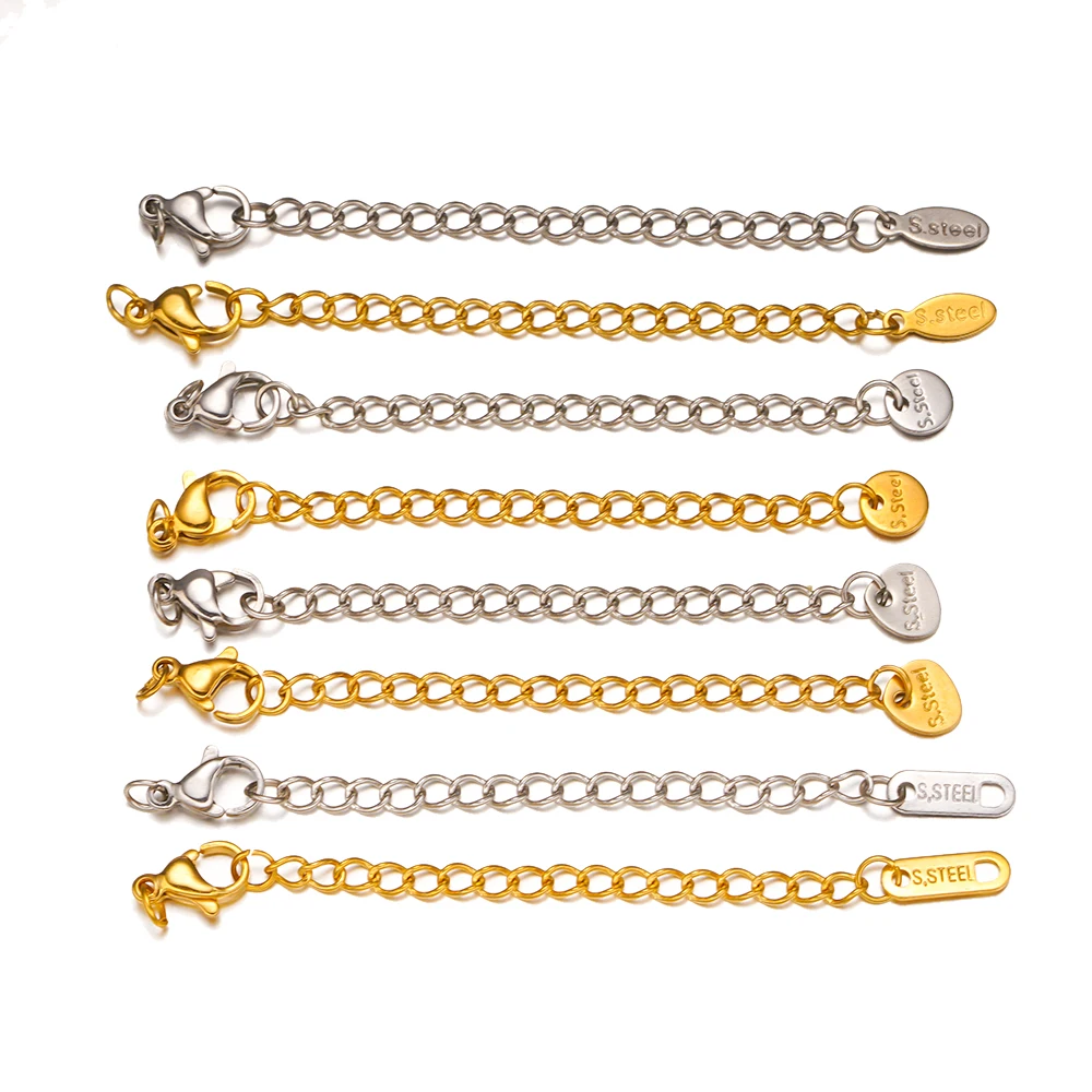 10Pcs-Lot-Stainless-Steel-Extended-Extension-Chain-Lobster-Clasps ...