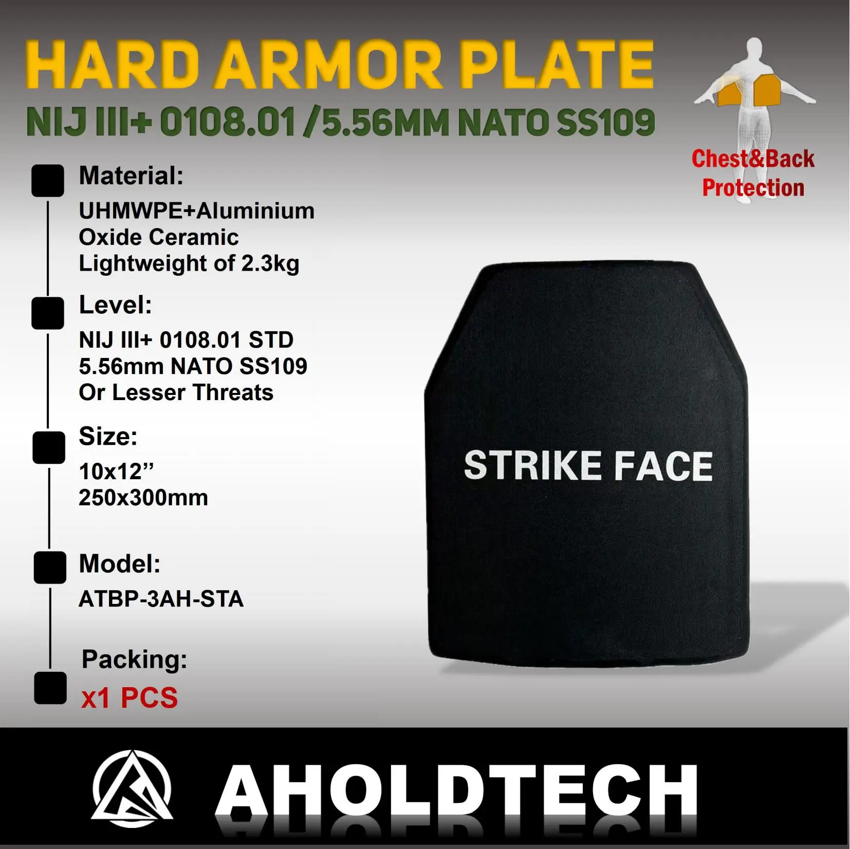 Aholdtech-Hard-Armor-Plate-Aluminium-oxide-ceramic-NIJ-III-Ballistic ...