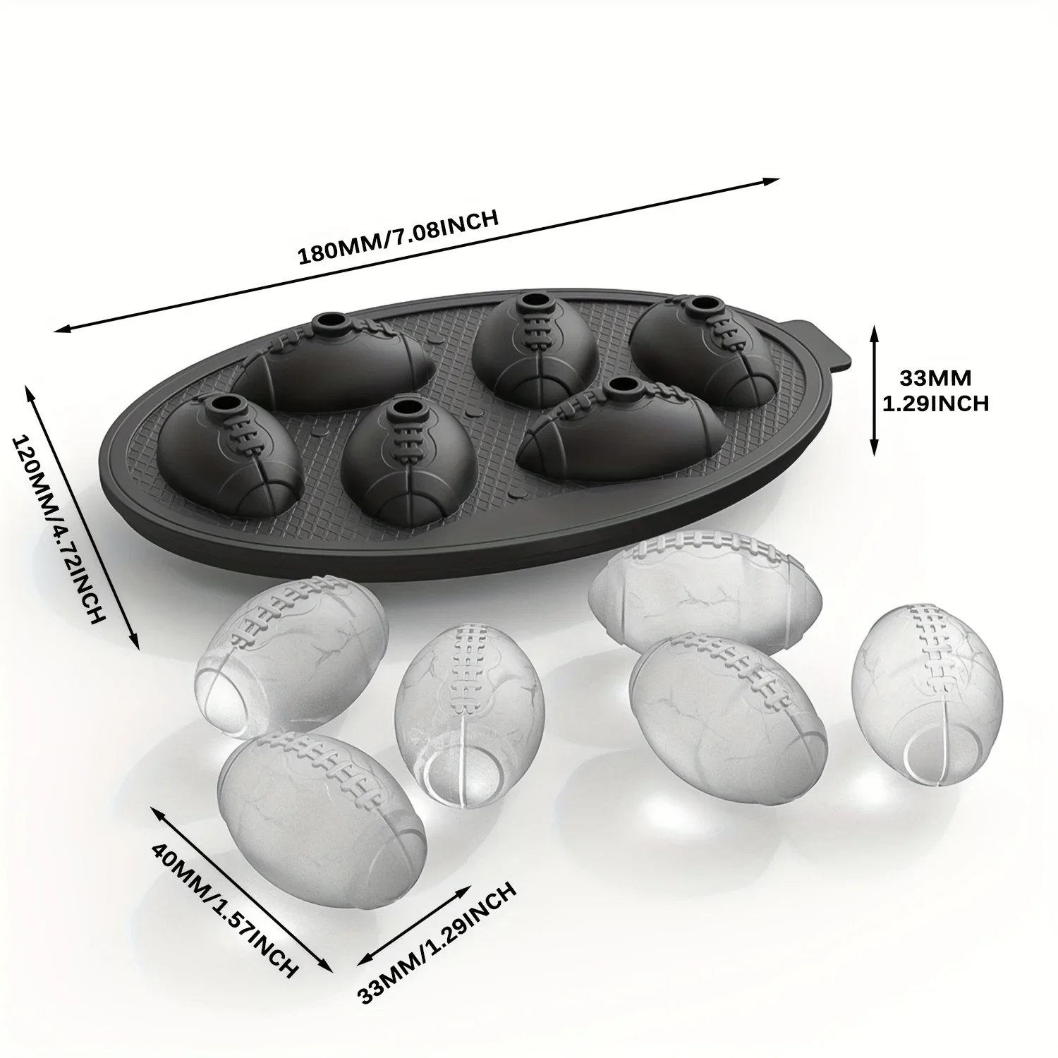 Ice Cube Mold Silicone Rugby Shaped Ice Cube Tray Multifunctional ...