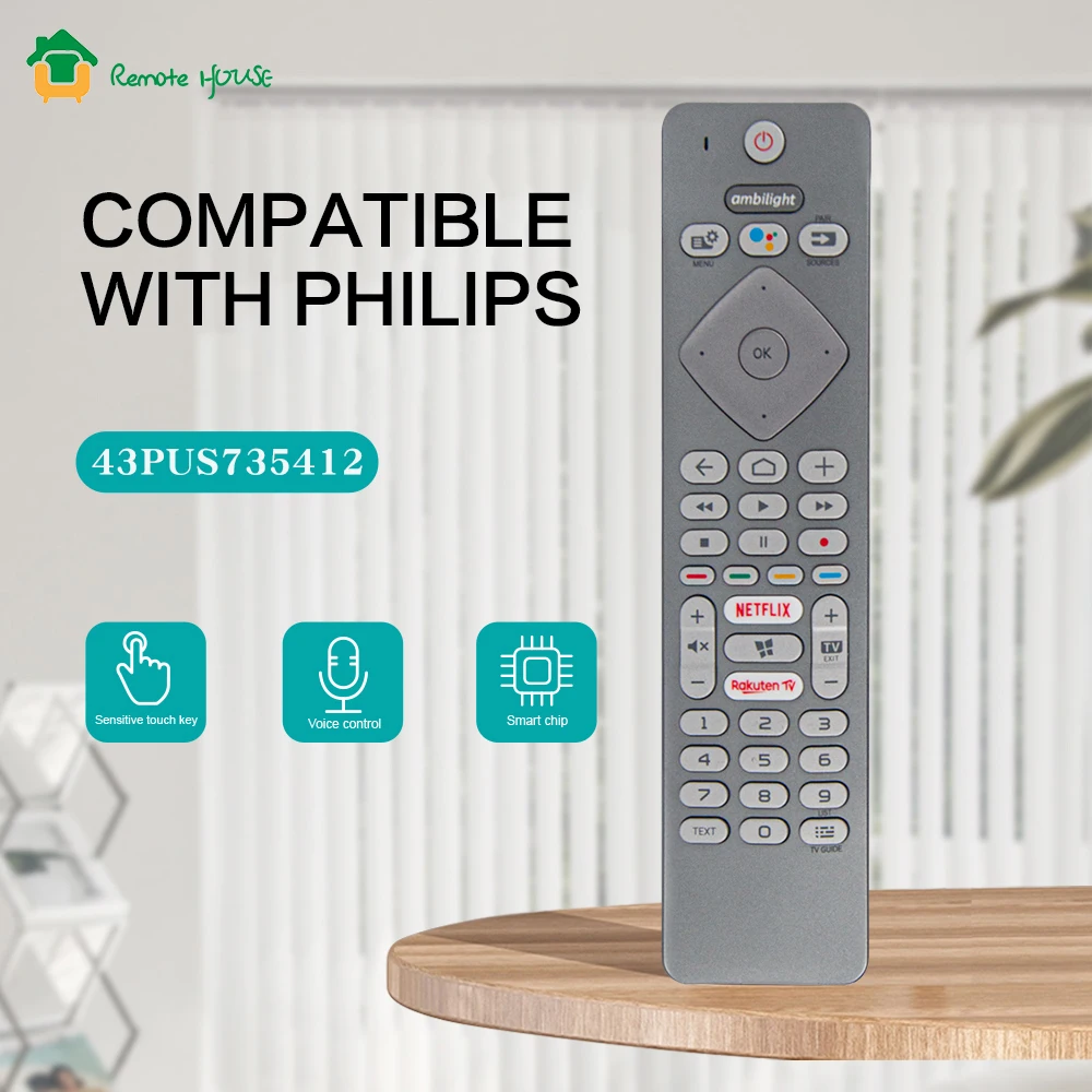 43PUS7354-12-Voice-TV-Remote-Control-Compatible-For-Philips-Ambilight ...