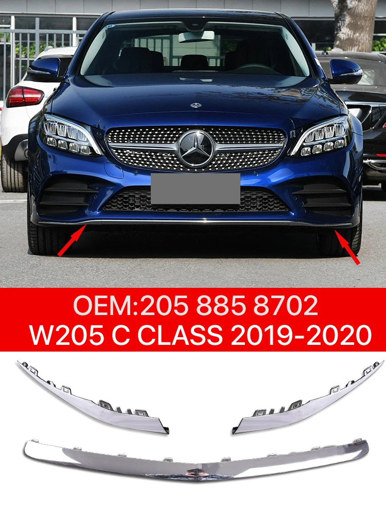 Lower Front Bumper Trim Strip Molding Chrome Cover For Mercedes-benz ...