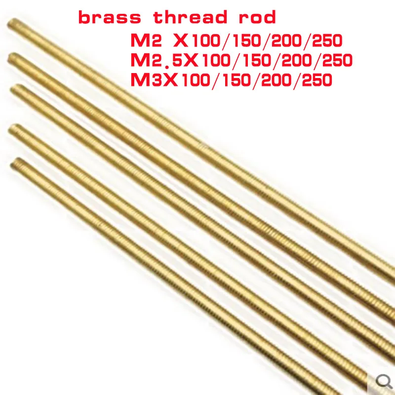 2/5pcs Brass Thread Rod M2 M2.5 M3 M4 M5 M6*100/150/200/250mm Brass ...