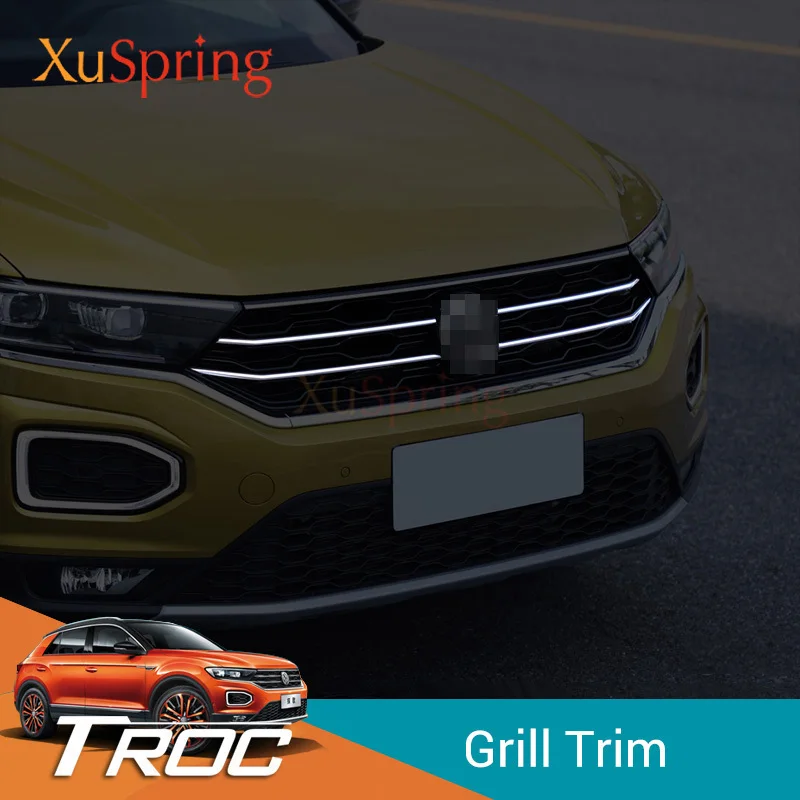 รถด้านหน้ากลาง Billet Grille ตาข่ายสำหรับ VW T Roc Troc 2017 2018 2019 ...