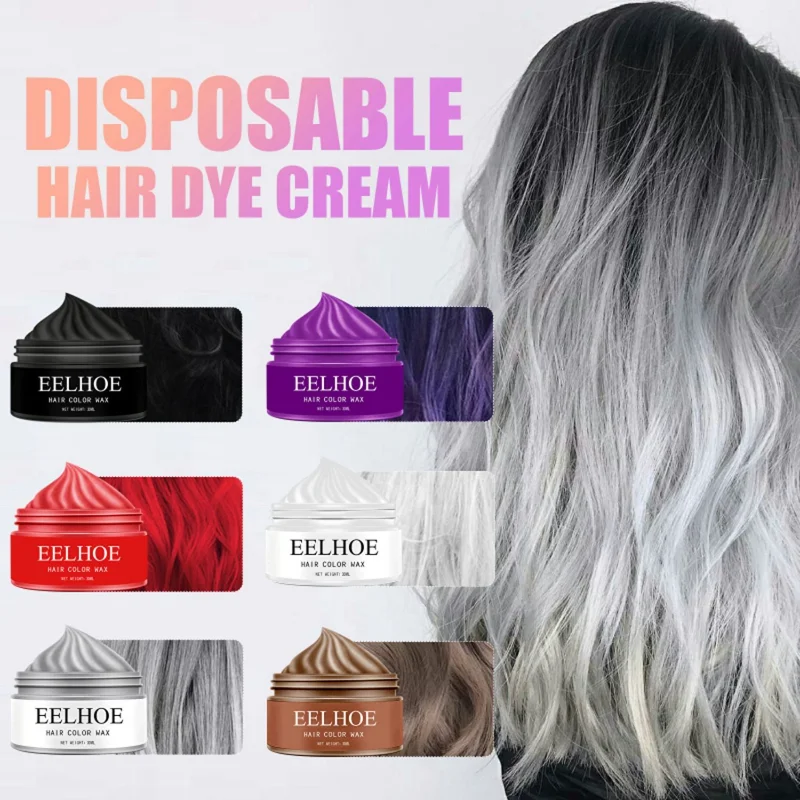 6 Colors Fashion Grandma Grey Temporary Styling Hair Dye Cream Pomade ...