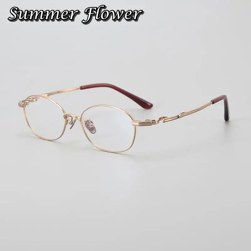 Oval-Small-Eyewear-Pure-Titanium-Flexible-Temple-Round-Spectacles-Light ...