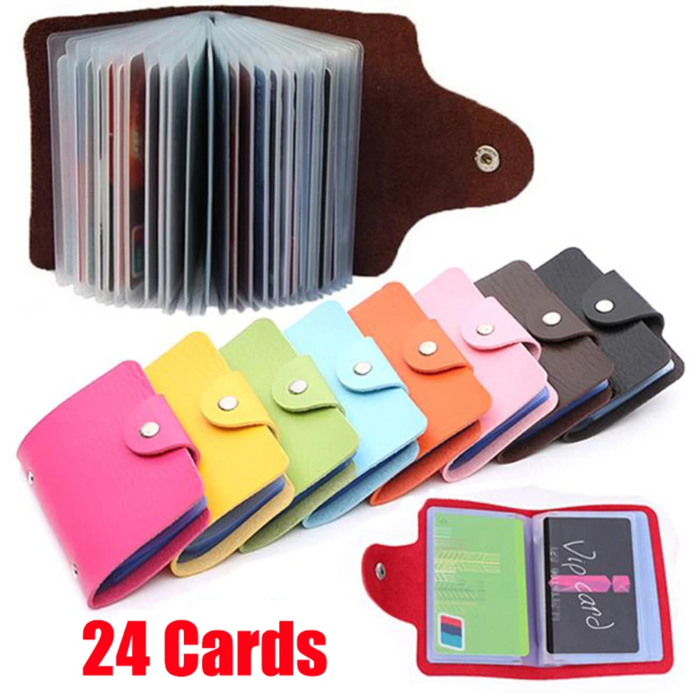 24Cards-Holder-Bag-Simple-Solid-Color-Pocket-Case-ID-Holders-for-Women ...