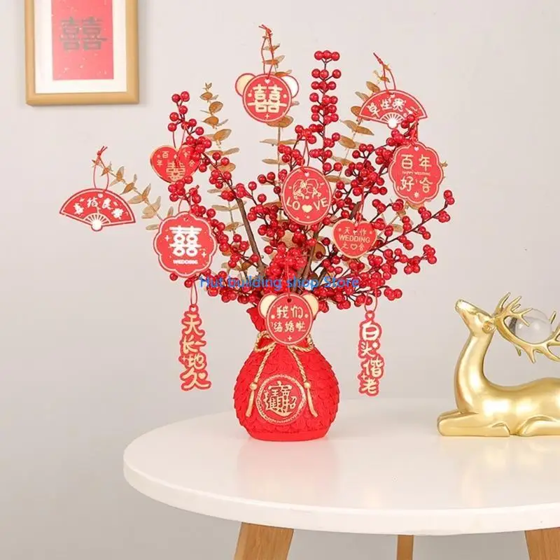 T21C Chinese Fu Flower Vase Fu Bucket Metal Flower Pot Desktop Ornament ...