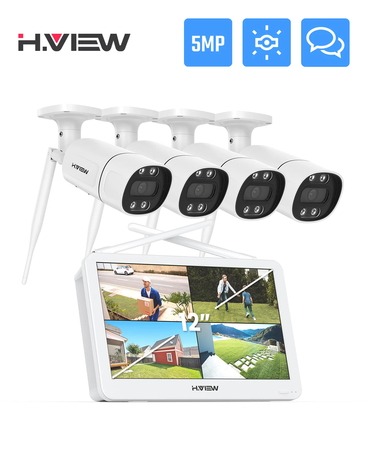 H-VIEW-3MP-5MP-WiFi-Security-Camera-Two-Way-Audio-System-Kit-Wireless ...