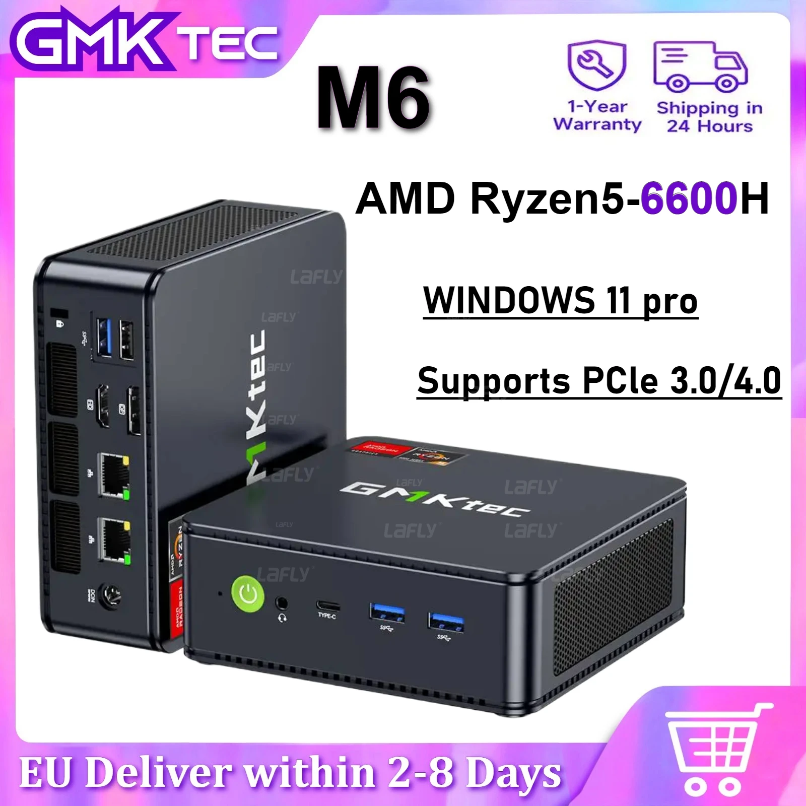 GMKtec M6 Mini PC AMD R5 6600H 6 núcleos 12 hilos ordenador 32GB DDR5 ...