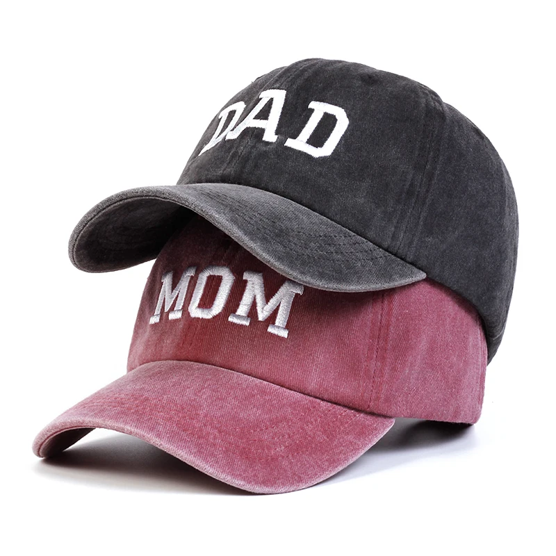 Unisex-DAD-MOM-Letter-Embroidery-Wash-Baseball-Caps-Spring-and-Autumn ...