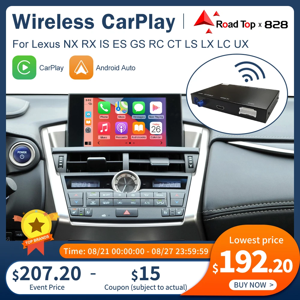 Wireless Apple CarPlay Android Auto for Lexus NX RX IS ES GS RC CT LS ...