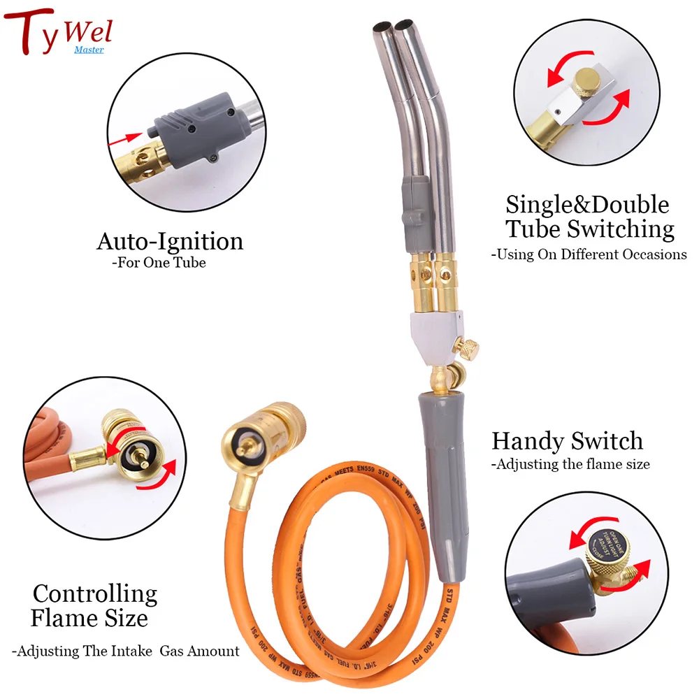 MAPP-Torch-Twin-Tubes-1-5m-Hose-for-Brazing-Soldering-Welding-HVAC ...