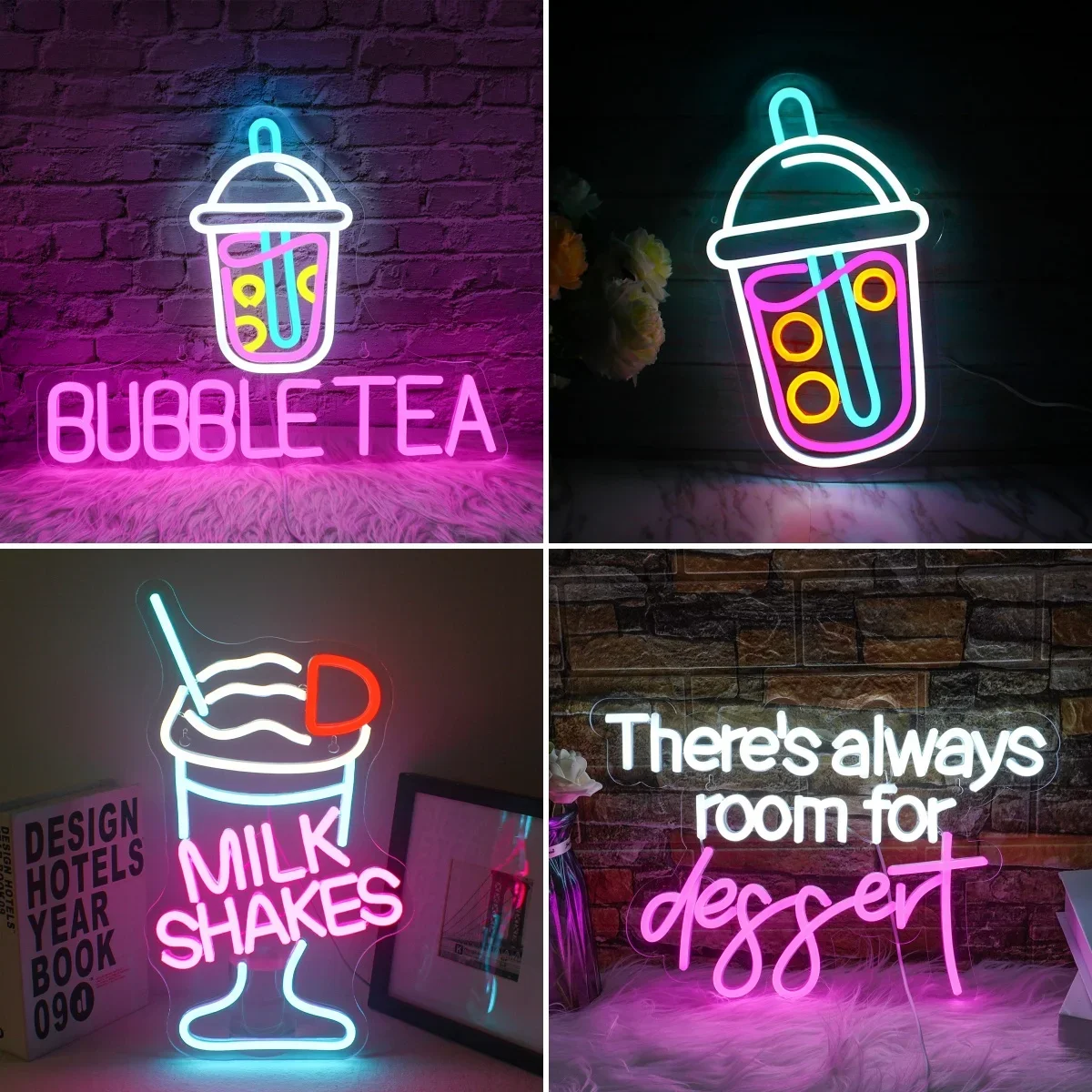 Bubble Tea Neon Sign For Wall Decor Milk Tea LED Lights Room Decoartion ...