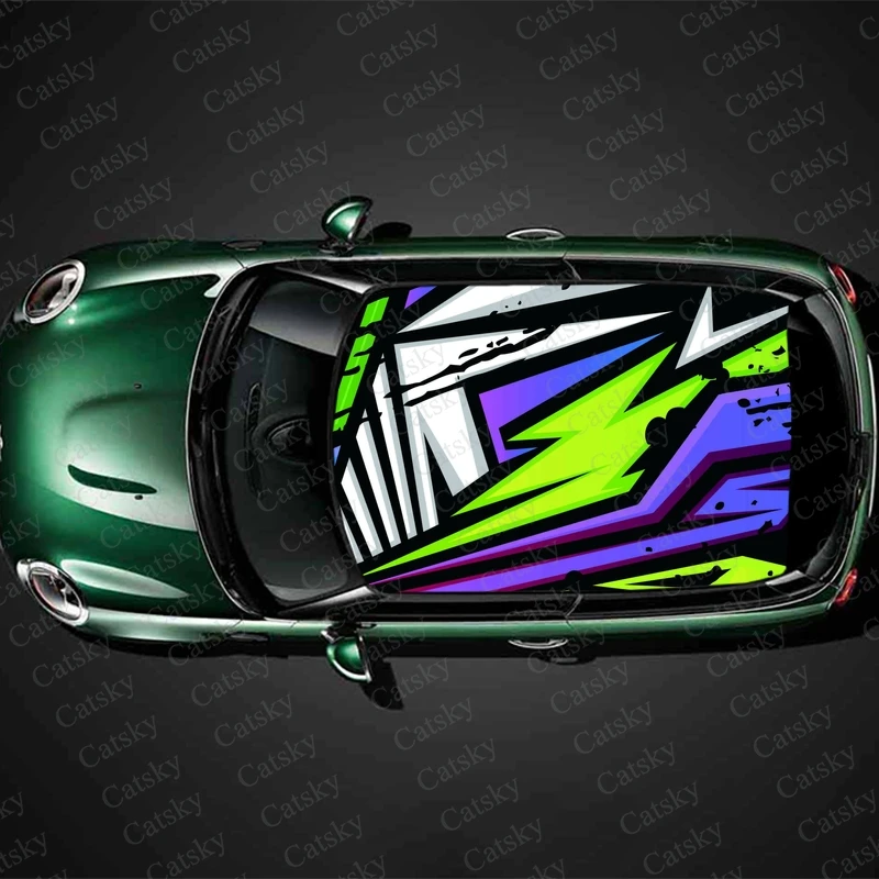 Geometric-Line-Arrows-Car-Roof-Sticker-Wrap-Racing-SUV-Auto-Accessories ...