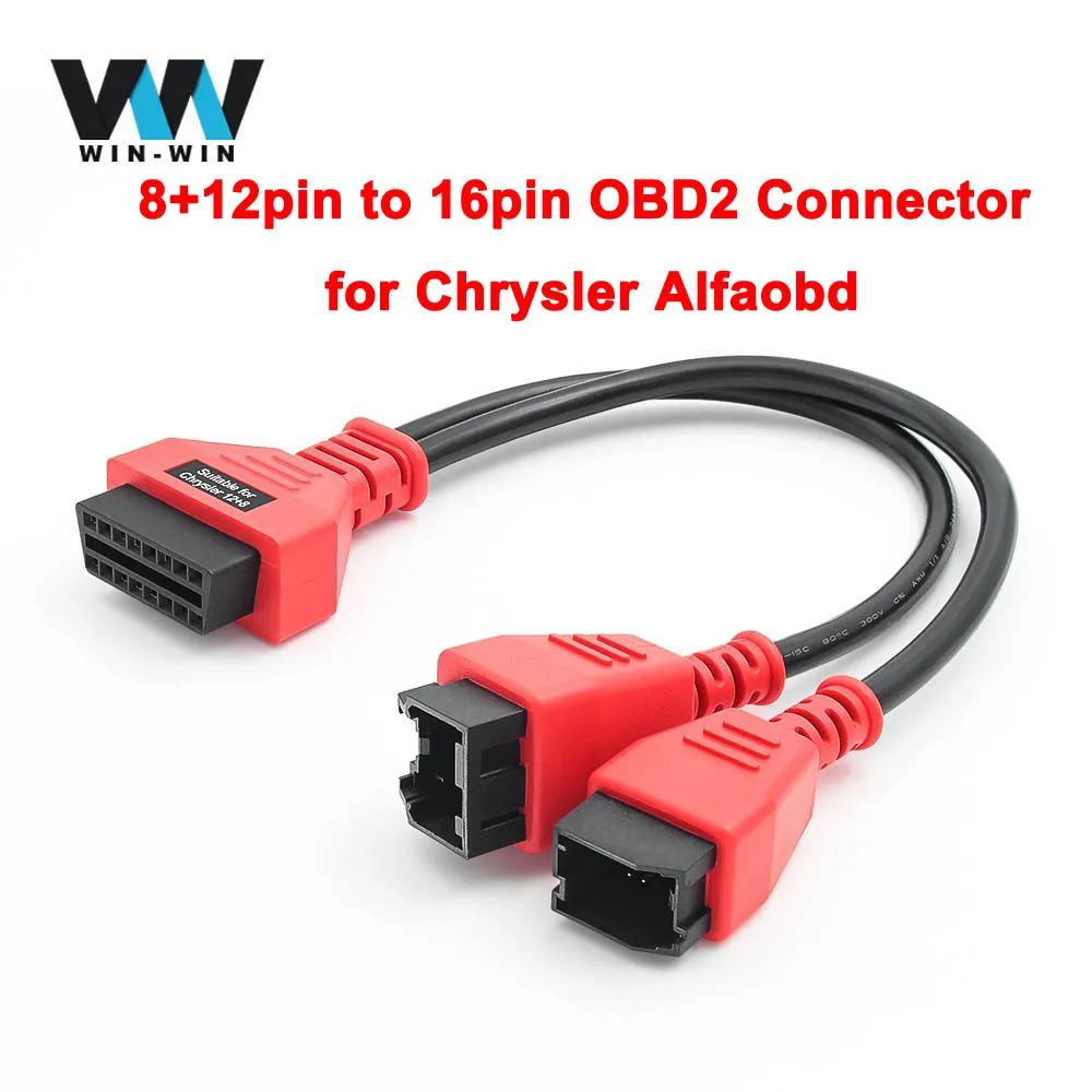 12pin 8Pin to 16pin OBD2 Extension Cable for Chrysler FCA Male to ...