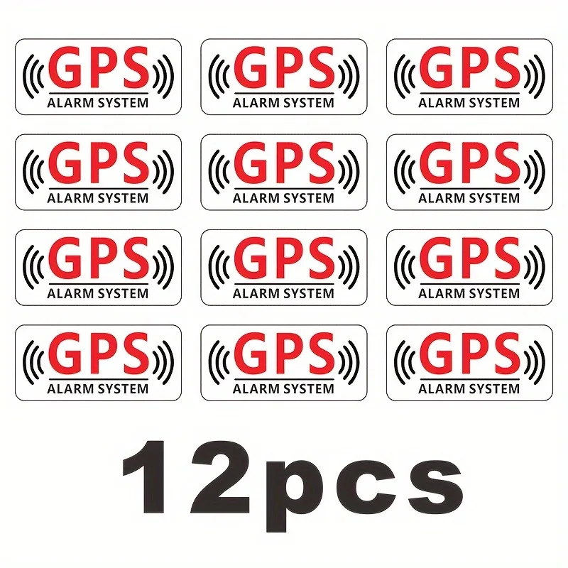 12-Pack Gps Alarm System Warning Decals, Anti-Theft Stickers for Cars ...