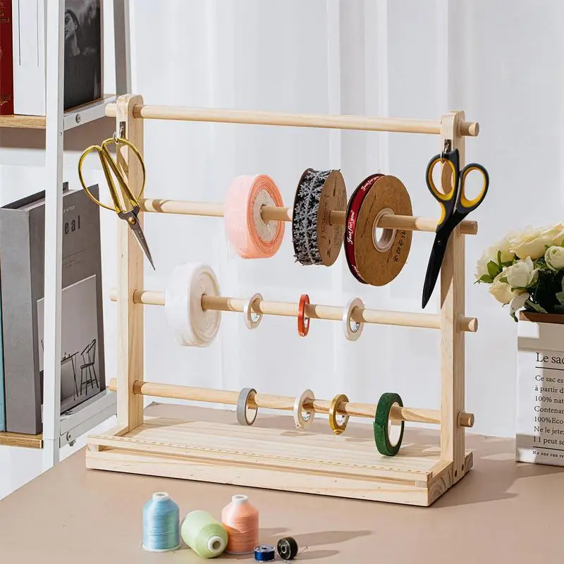Ribbon Holder 4 Tier Wooden Ribbon Rack Display Rack For Sewing Craft ...