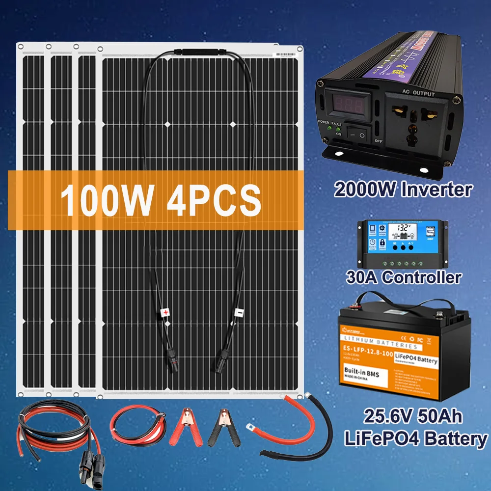 2000W-Solar-Panel-Power-Generator-System-For-Home-Kit-220V-Inverter-30A ...