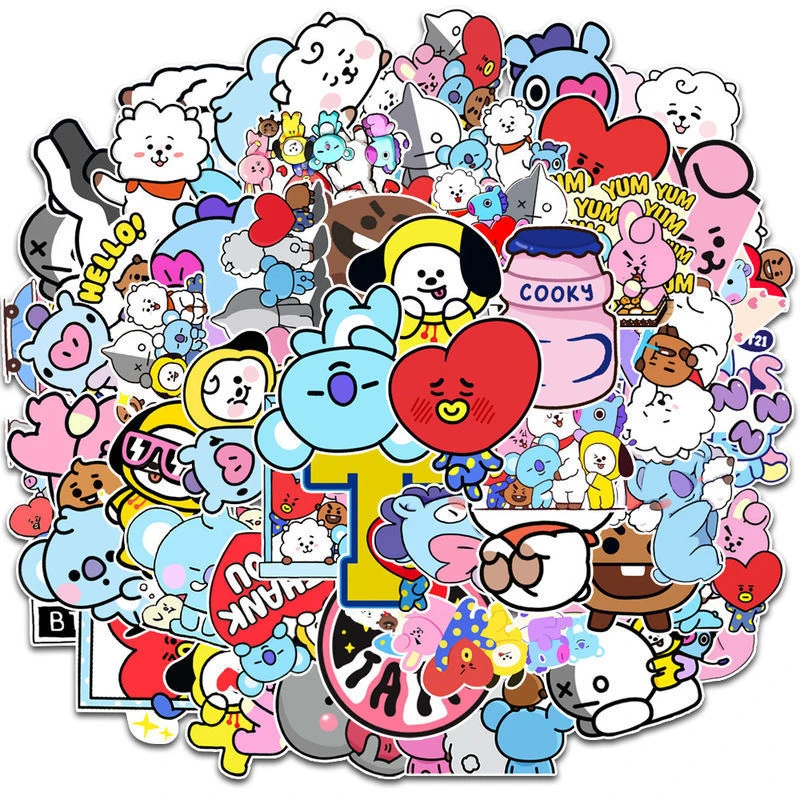 New Bt21 Stickers Waterproof Stickers Kawaii Anime Luggage Car Fridge ...