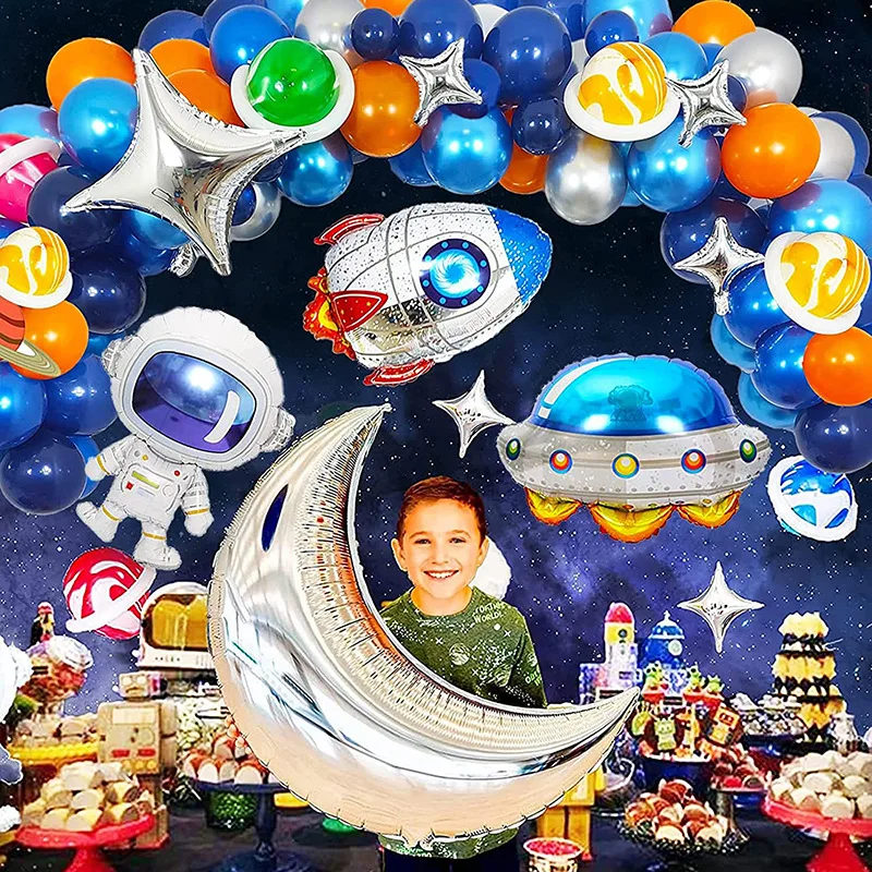 Outer Space Astronaut Theme Party Balloons UFO Rocket Balloon Arch ...