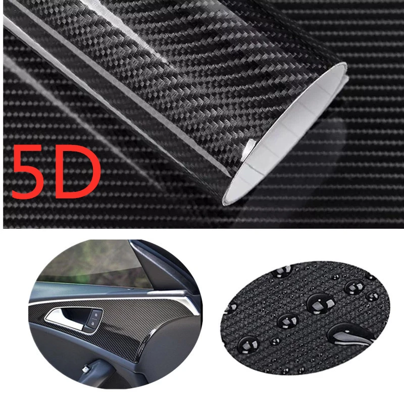5d High Gloss Black Carbon Fiber Vinyl Bubble Free Air Release Car Wrap ...