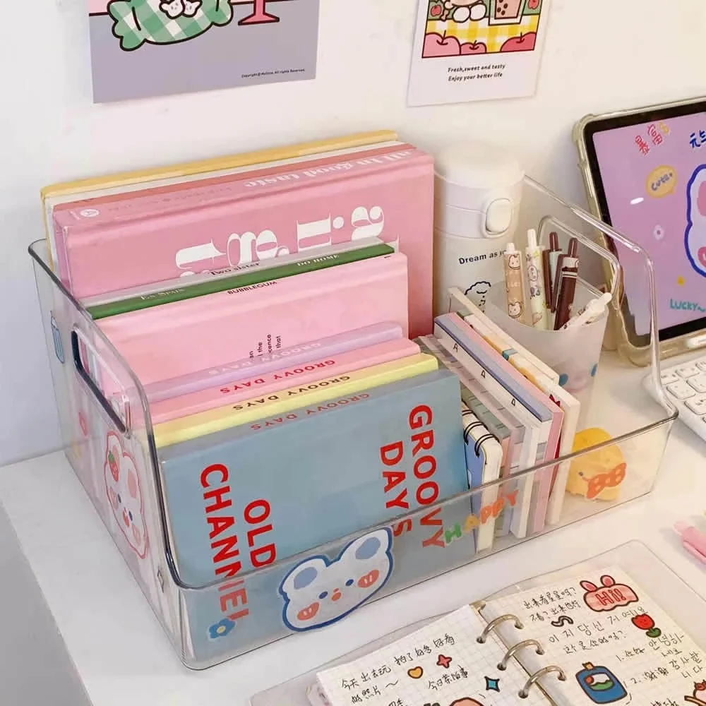 Transparent-Acrylic-Book-Stand-Student-Desk-Book-Storage-Bookend ...