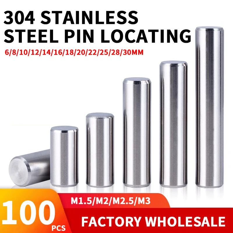 100PCS-304-stainless-steel-straight-pin-locating-pin-fixed-pin-shaft ...