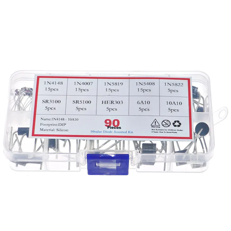 90pcs-10Values-Rectifier-Diode-Bridge-Assorted-Kit-Set-1N4148-1N4007 ...