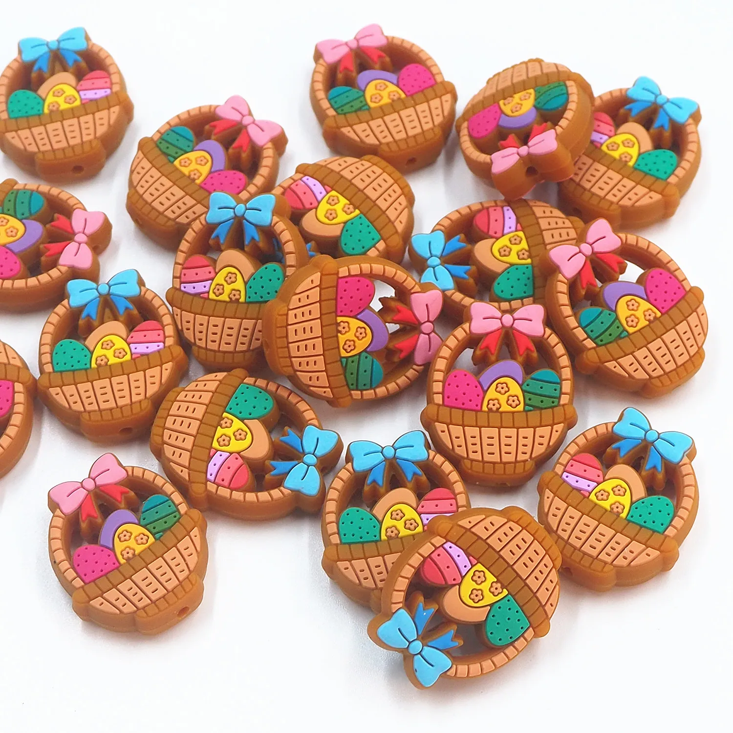 Chenkai 10PCS Basket Focal Beads Easter Silicone Charms For Pen Making Character Beads For ...