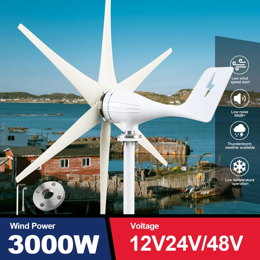 3KW-Small-Windmill-Turbine-Generator-3-6-8-Blades-12v-24v-48v-With-Mppt ...
