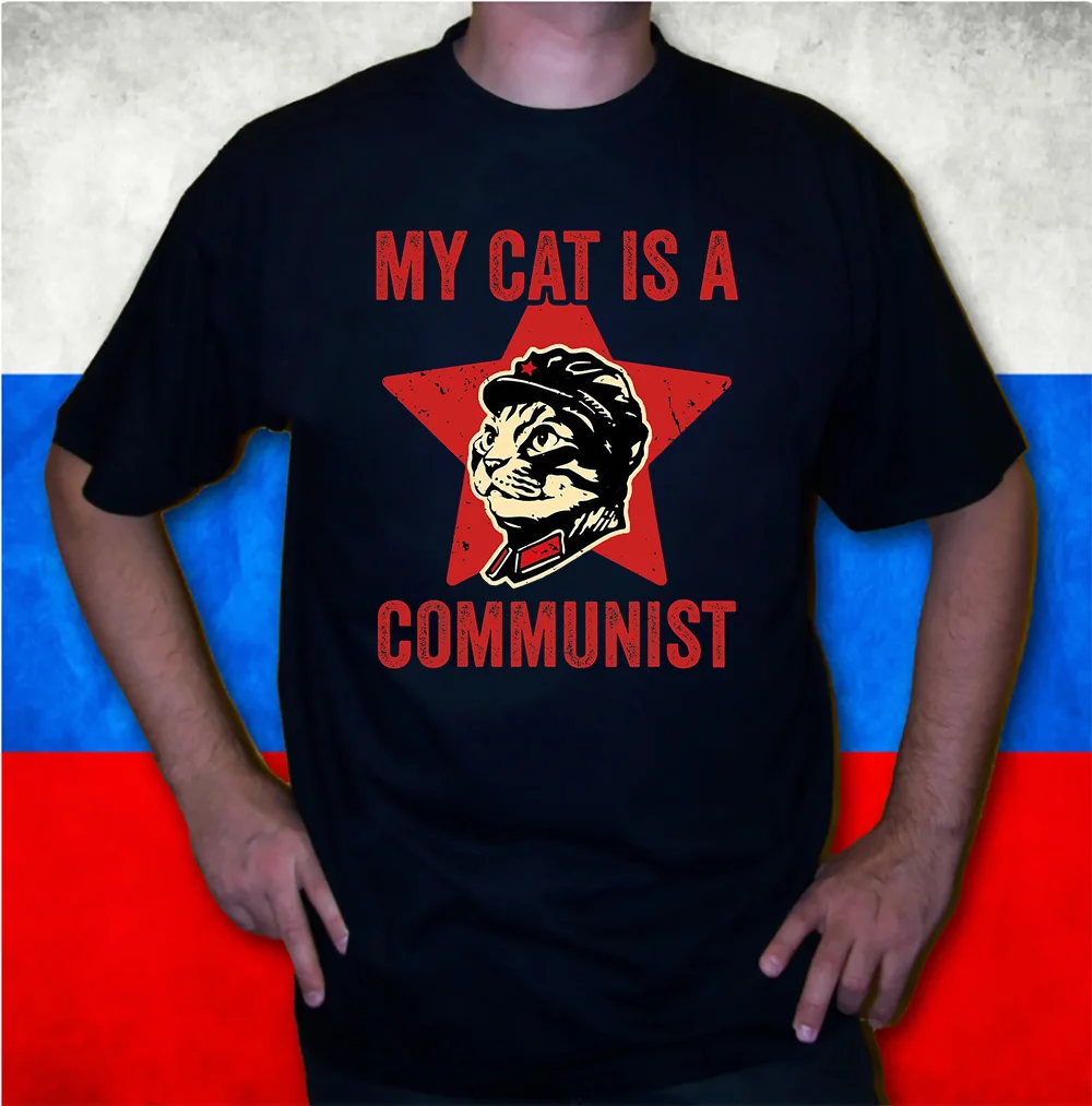 My-Cat-Is-A-Communist-Print-T-Shirt-Vintage-Funny-Cat-Lover-Sayi-T ...