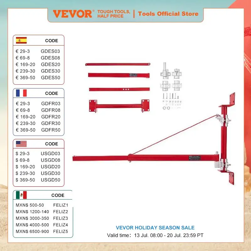 VEVOR-Electric-Hoist-Support-Arm-Swing-Holder-with-Pole-Steel-Hoist ...