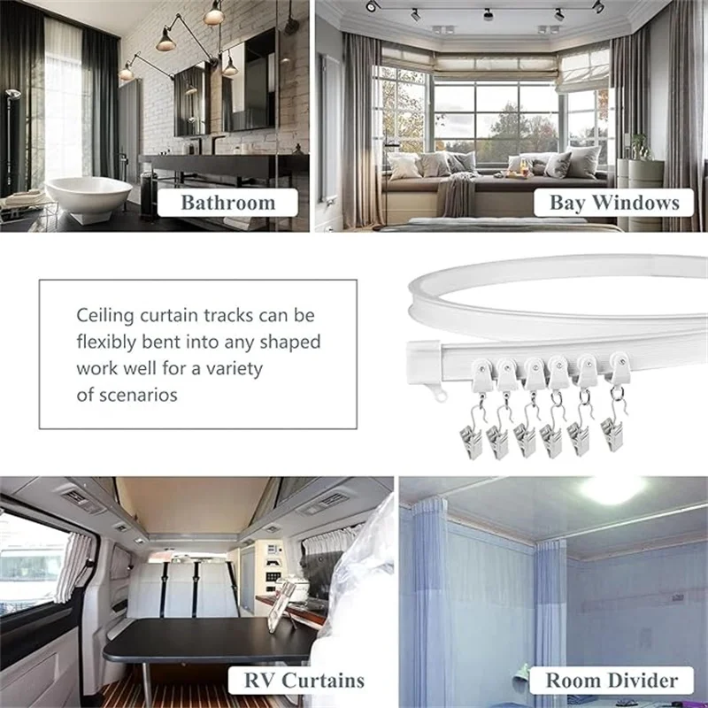 16.4 Ft Curtain Track 16.4 Ft Bendable Ceiling Curtain Track - Flexible ...