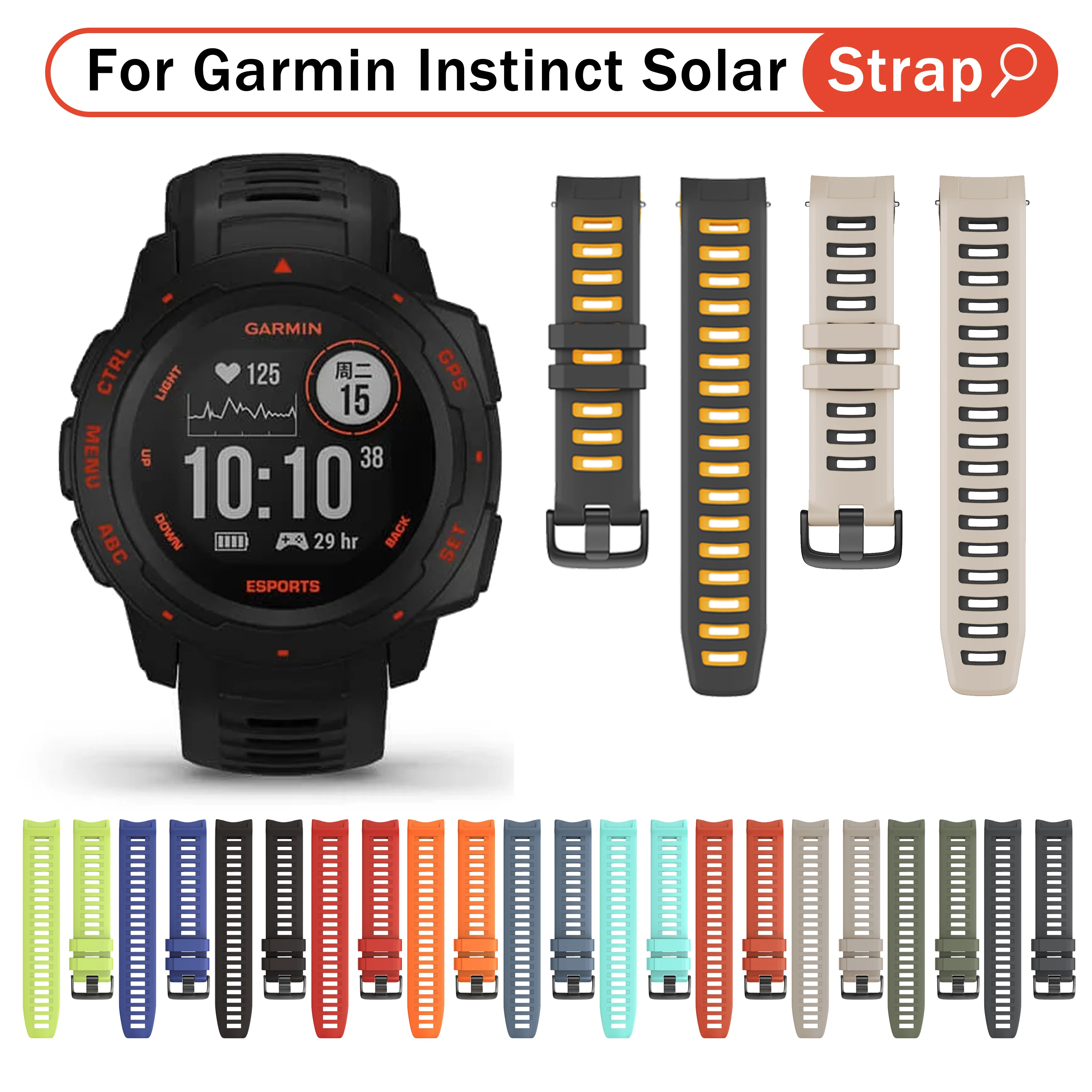 Silicone-Strap-for-Garmin-Instinct-series-Smart-watch-Band-Sports ...