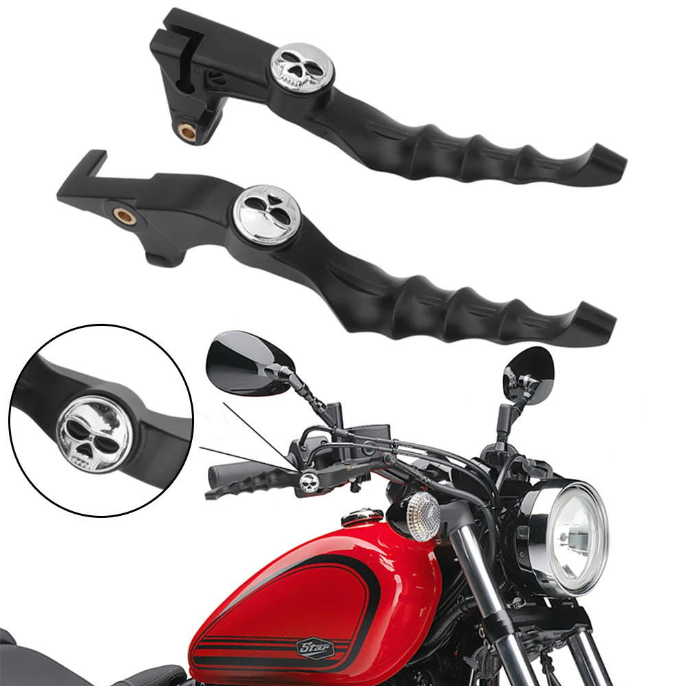 Handle-Grips-Set-Motorcycle-Accessories-Skull-Brake-Clutch-Levers-For ...