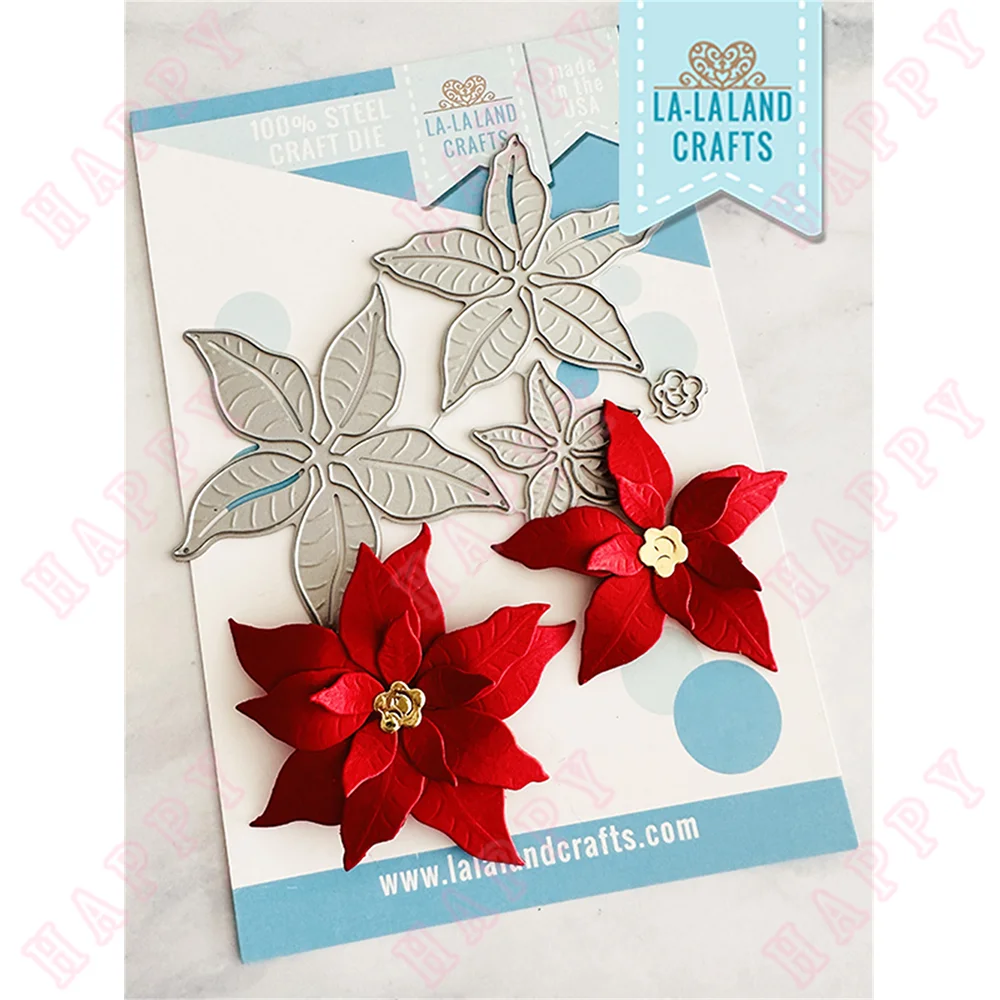 New Merry Christmas Metal Cutting Dies Layered Poinsettia Scrapbook ...