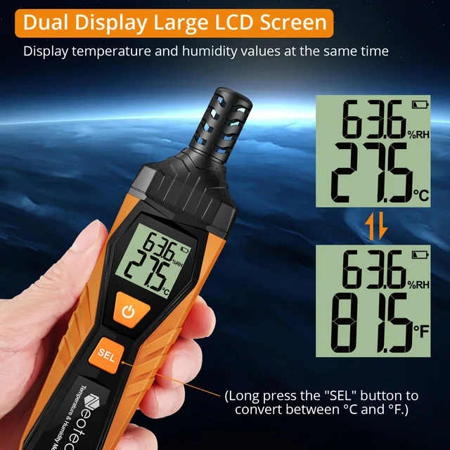 Digital Psychrometer Digital Temperature & Humidity Meter - HVAC Meter ...