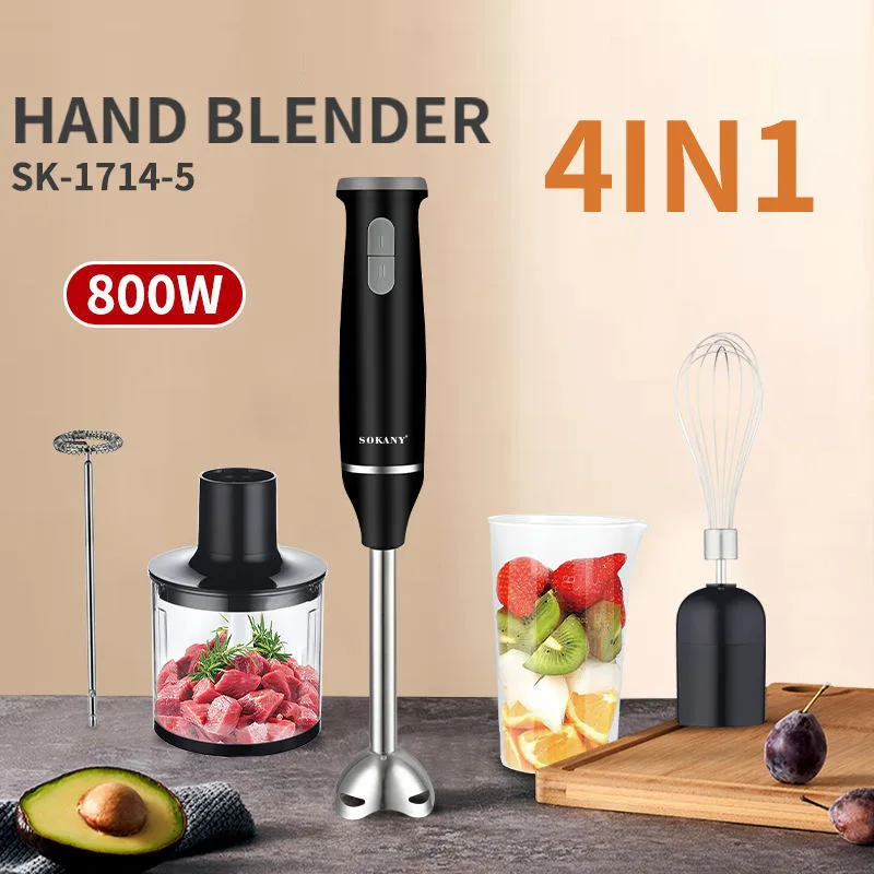 Electric-Hand-Blender-Kitchen-Portable-800W-2-Speed-4-In-1-Immersion ...