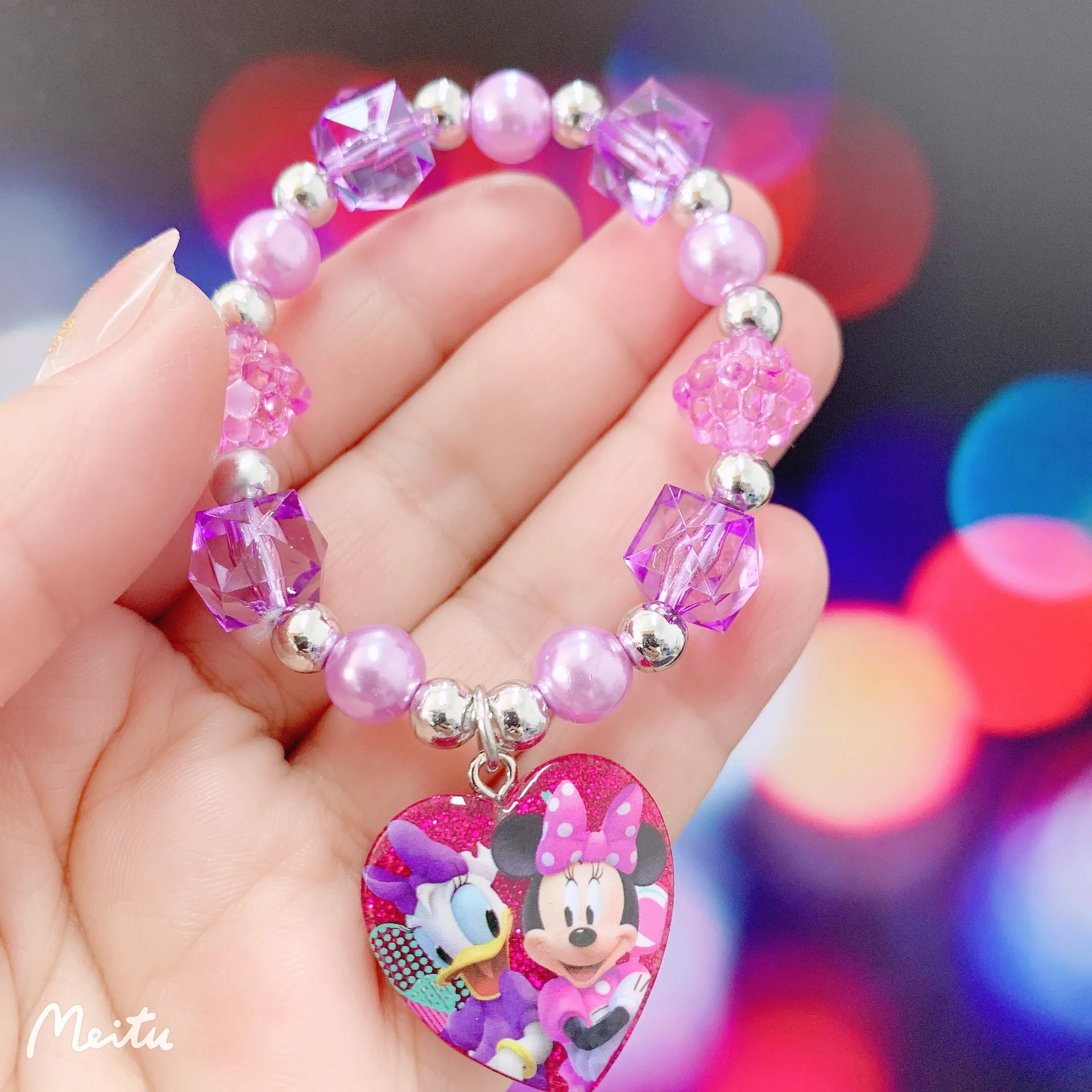 Bracelet en perles de dessin animé Disney Minnie Mickey Mouse pour ...