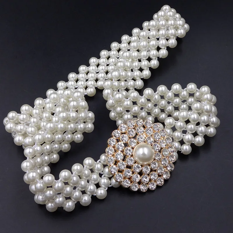 Cinturones de diamantes de perlas con hebilla elástica para Mujer ...