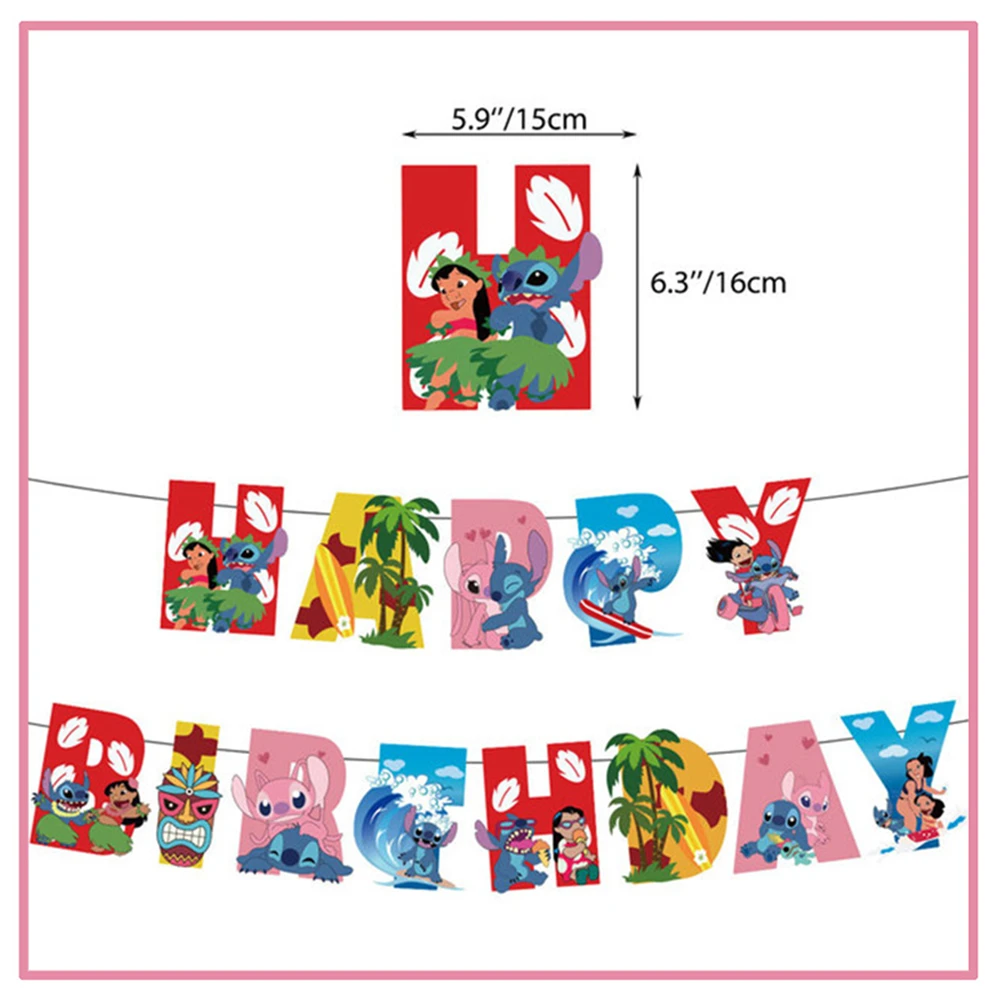 Suministros para decoraciones de fiesta de cumpleaños de Disney Stitch ...