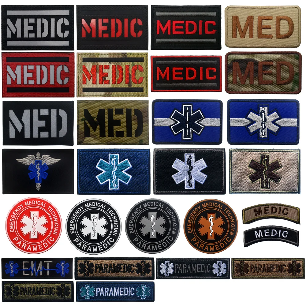Medical-First-Aid-Fastener-Hook-Loop-Embroidered-Emblem-Applique-Tactical-Medic-Patches-Morale ...
