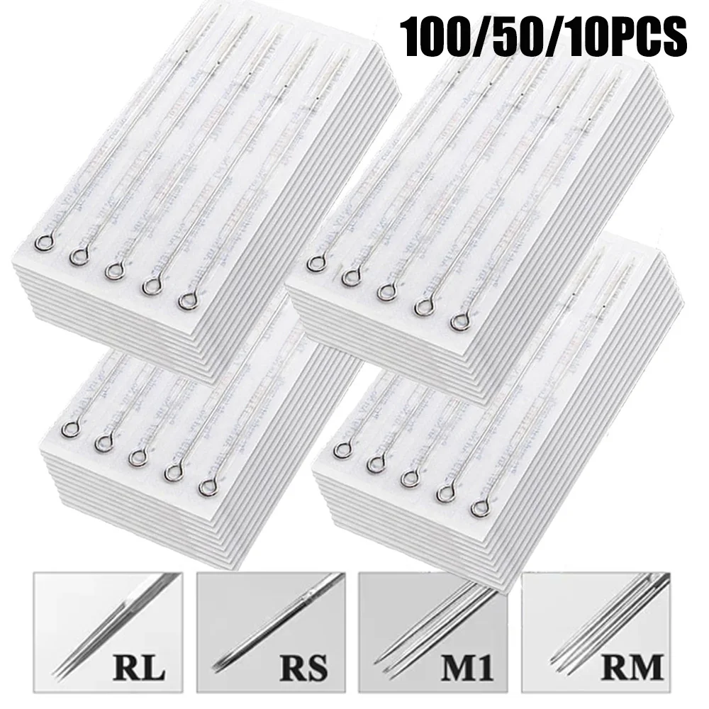 100/50/10PCS Tattoo Needle RL RS M1 RM Sterilized Tattoo Long Needles ...