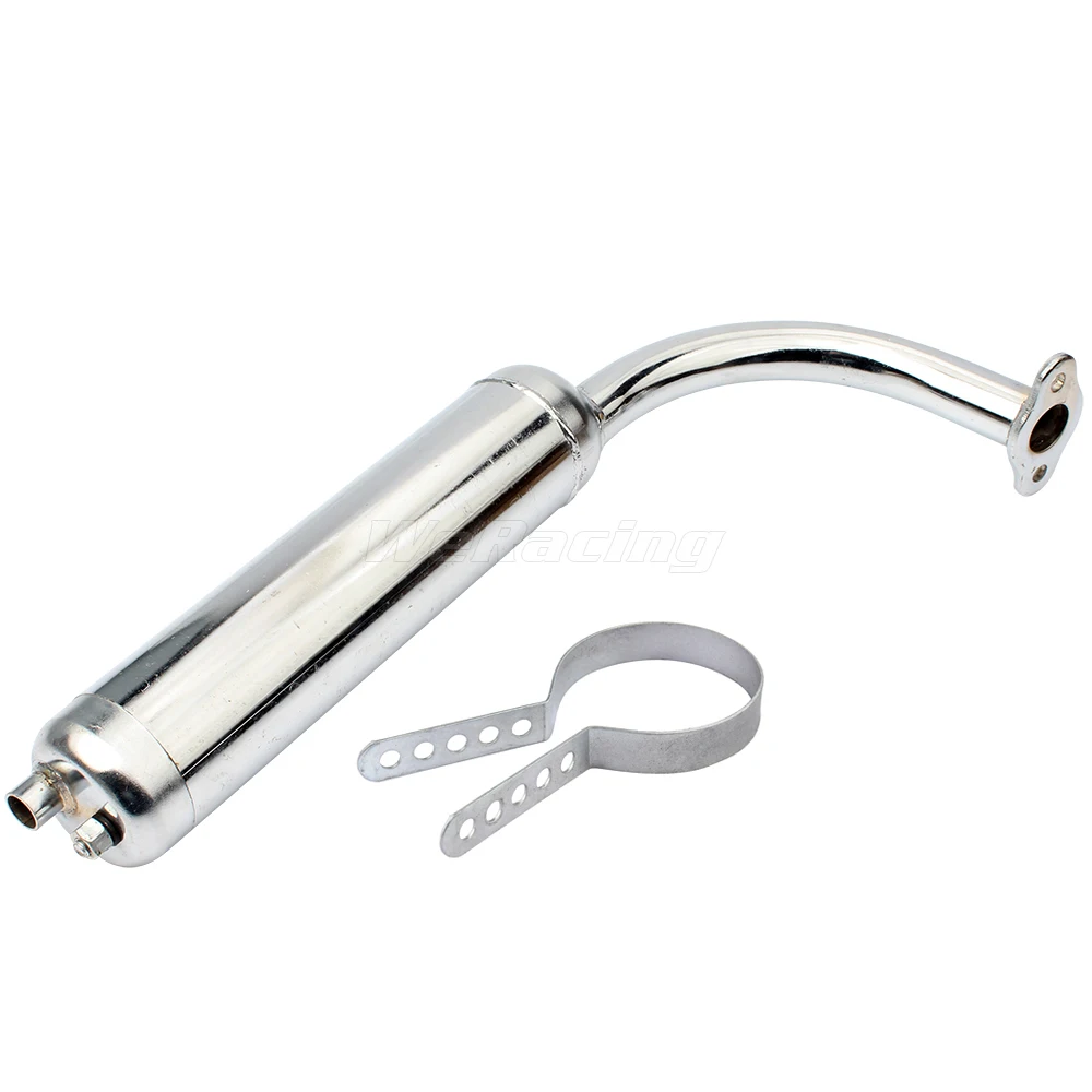 Motorized Bike Exhaust Chrome Muffler Exhaust Pipe For 49cc To 80cc 2 Stroke Petrol Gas Engine ...