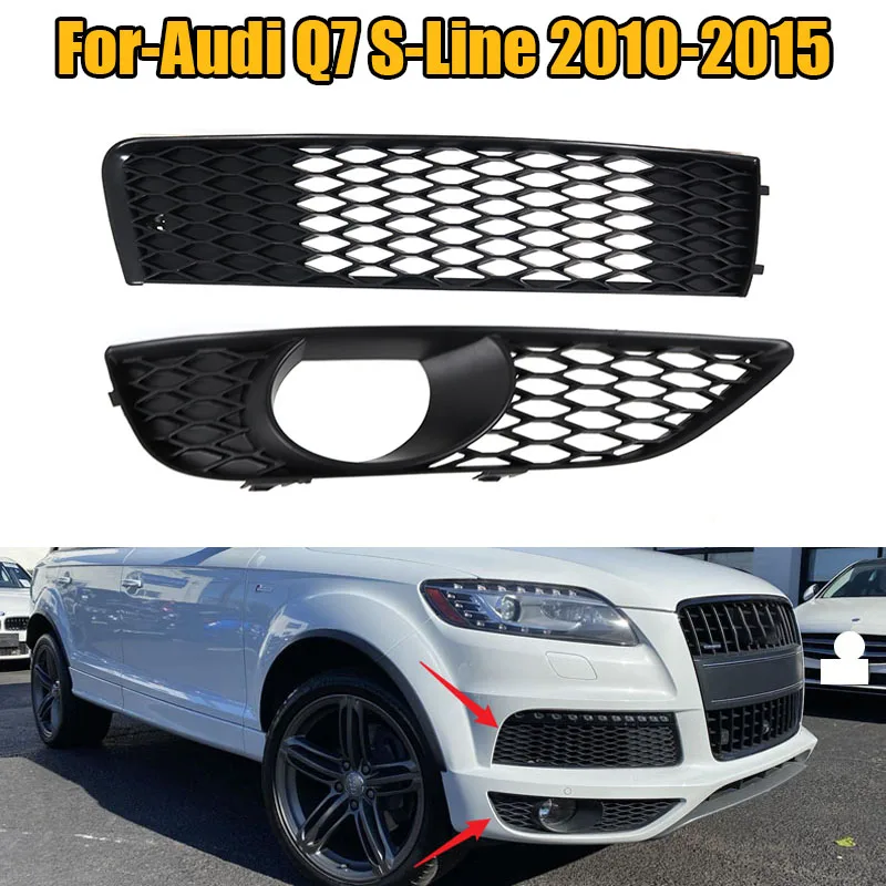 4L0807697B-4L0807698B-ABS-Front-Bumper-Lower-Upper-Mesh-Grille-Fog ...