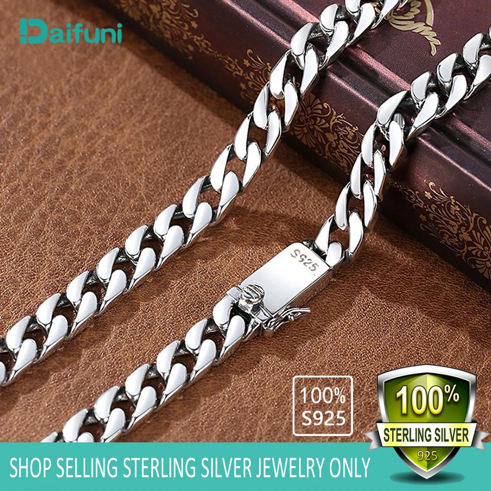 Daifuni-S925-Sterling-Silver-8MM-Cuban-Link-Chain-Miami-Necklace-for ...