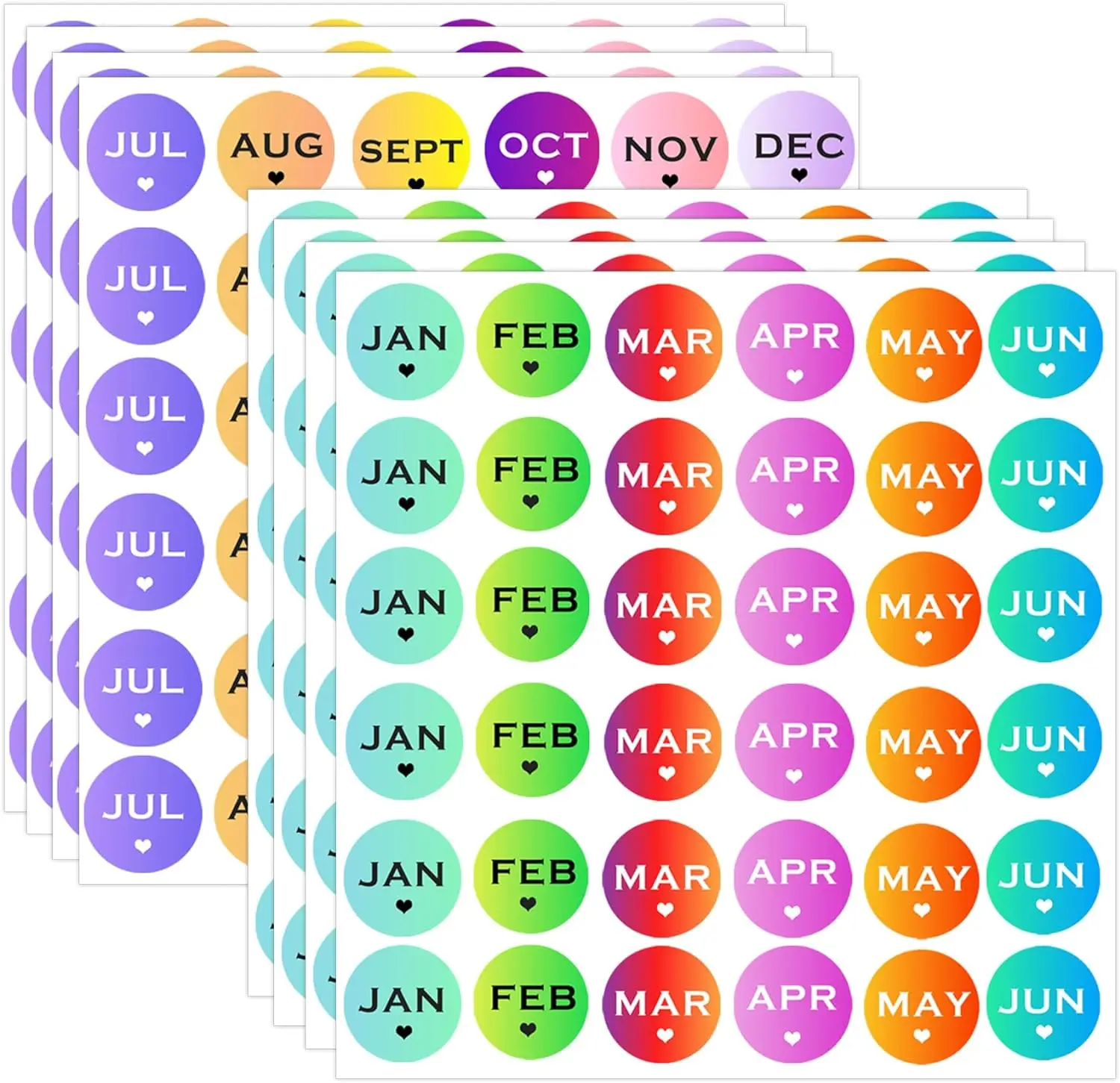 Month-Stickers-1-Inch-12-Months-of-The-Year-Color-Coding-Label-Colorful ...