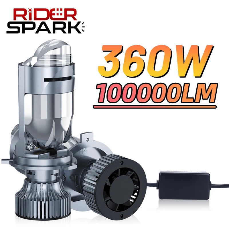 H4 LED Projector Mini Lens Auto H4 LED Headlight Bulb Kit Conversion High Beam Low Beam ...