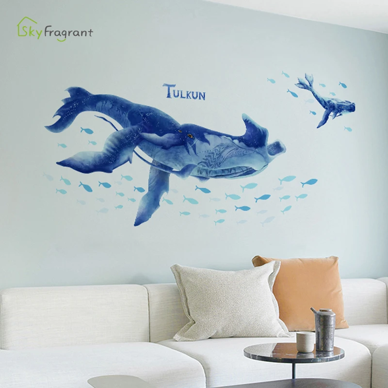 Tulkun Whale Wall Stickers For Living Rooms Bedroom Bathroom Home Decor ...